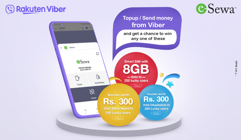 Exciting Prizes on Topup/Send Money from Viber! - eSewa