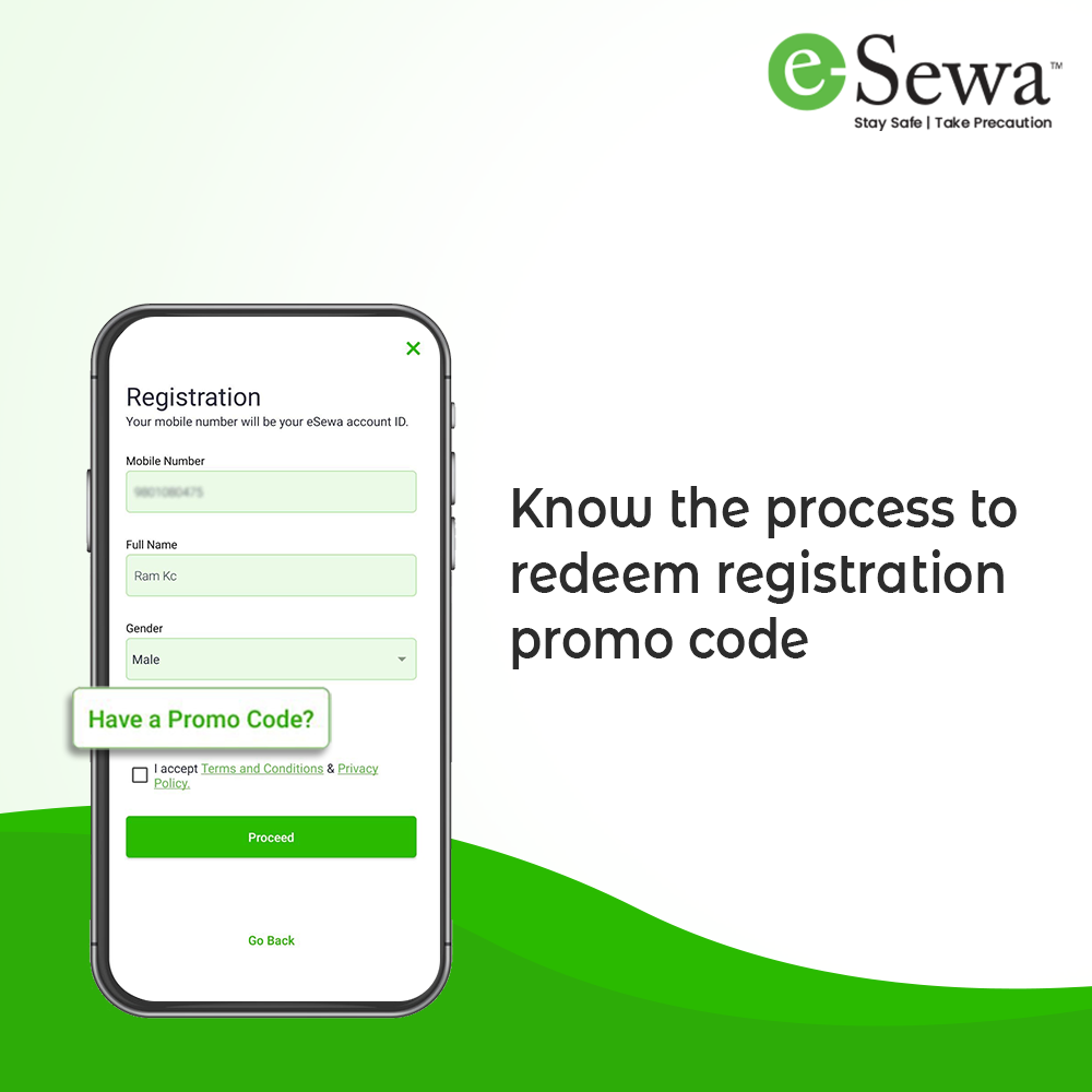 Process to redeem the registration promo code - eSewa